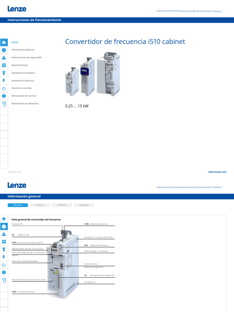 Convertidor de Frecuencia I510 Cabinet ES | PDF | voltaje | Motores
