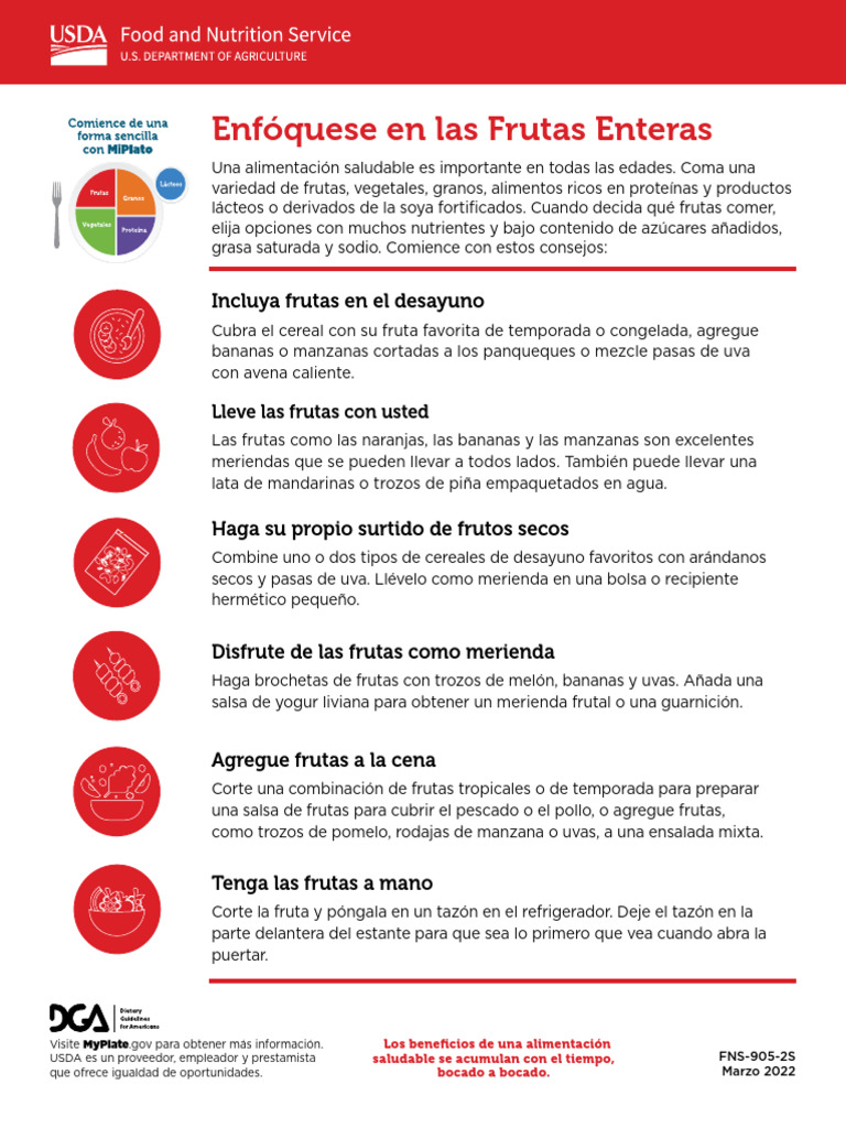 Spanish Tipsheet 2 Focus On Fruits | PDF | Fruta | Uva