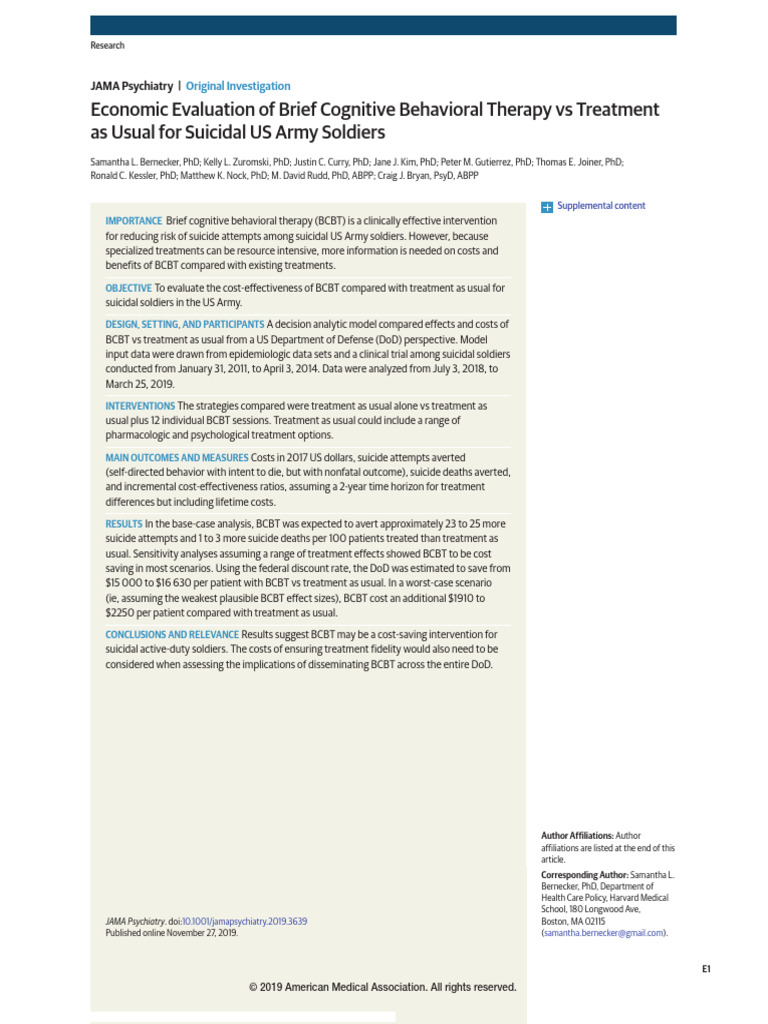 Cognitive Behavioral Therapy Vs Treatment | PDF | Cognitive Behavioral Therapy | Behaviour Therapy