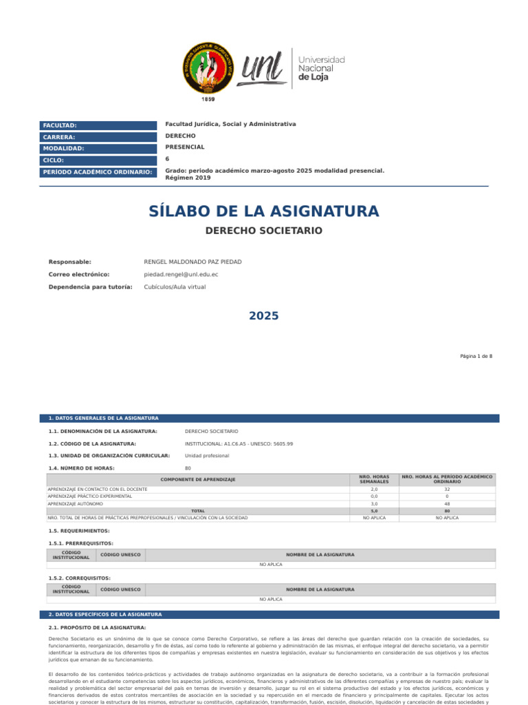 Silabo 130517 | PDF | Sociedad de responsabilidad limitada | Justicia