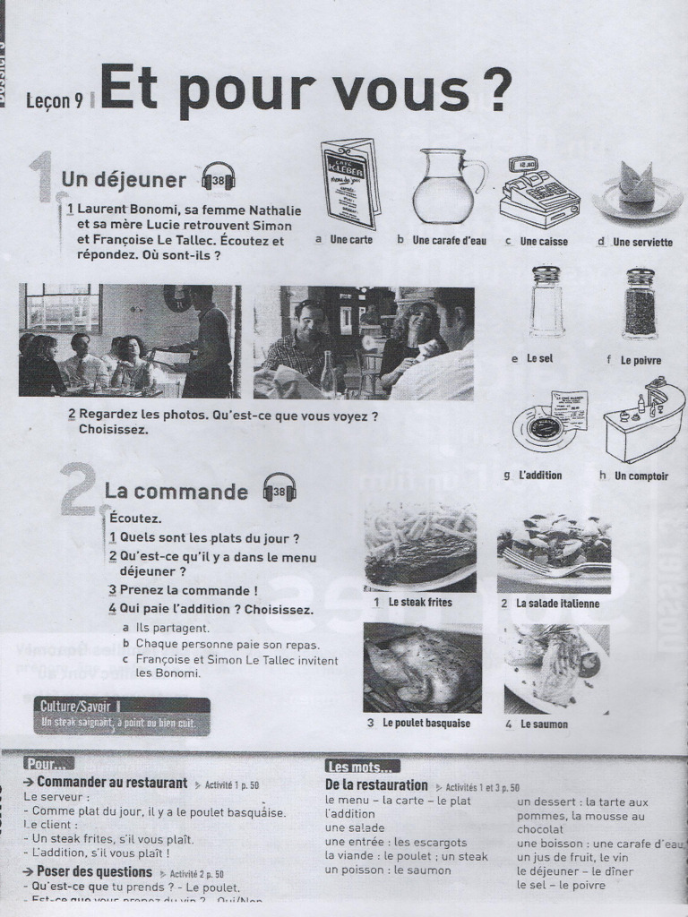 Dialogue Au Restaurant Exercices | PDF