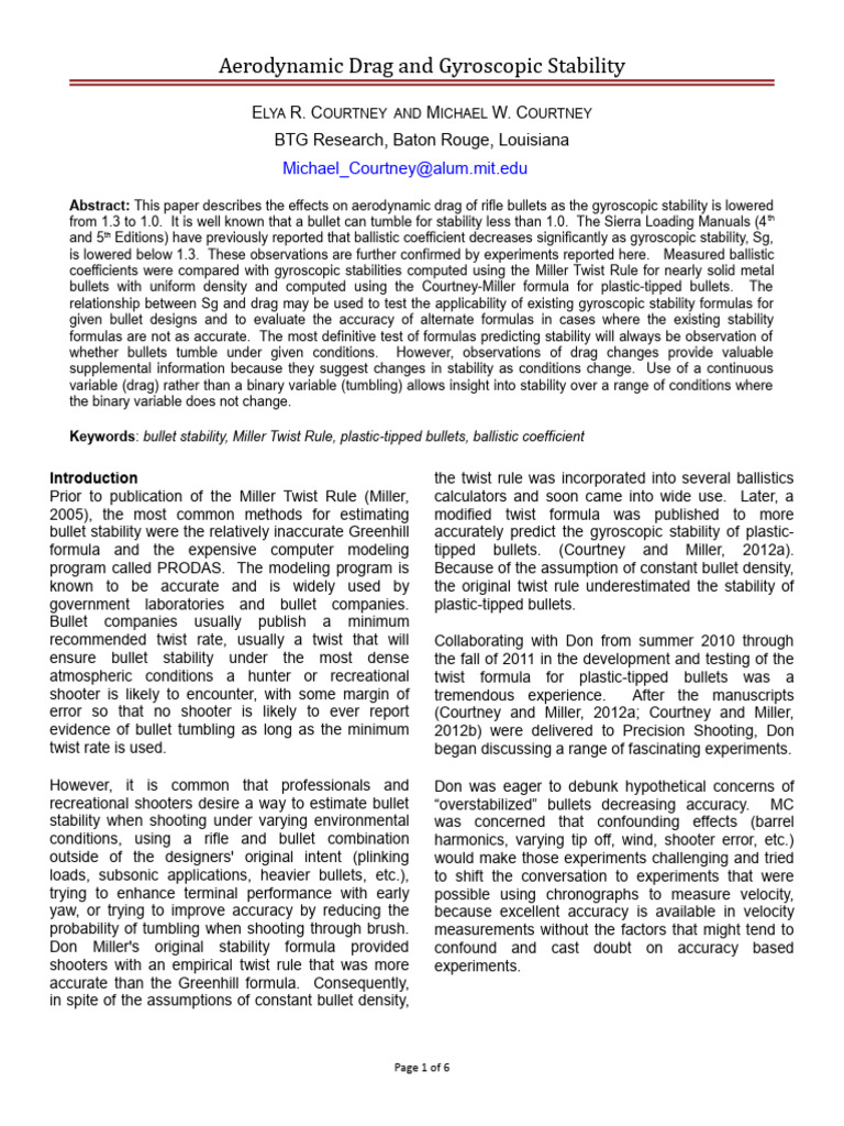 Aerodynamic Drag and Gyroscopic Stabilit | PDF | Bullet | Accuracy And ...