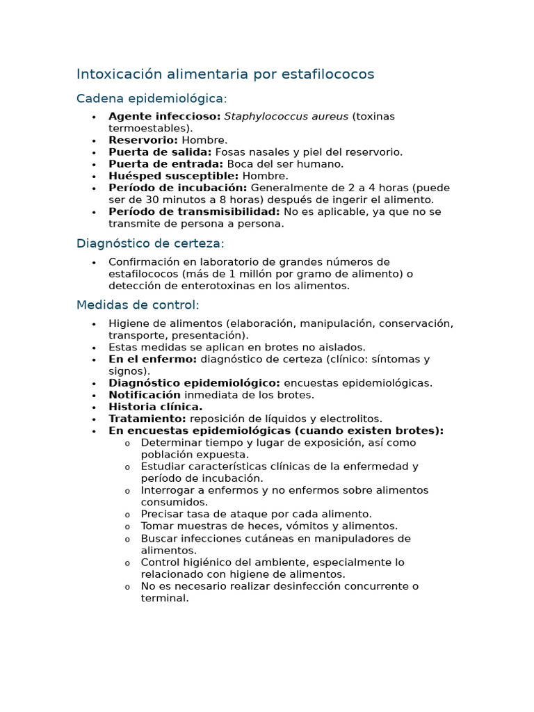 Intoxicación alimentaria por estafilococos | PDF | Enfermedades ...
