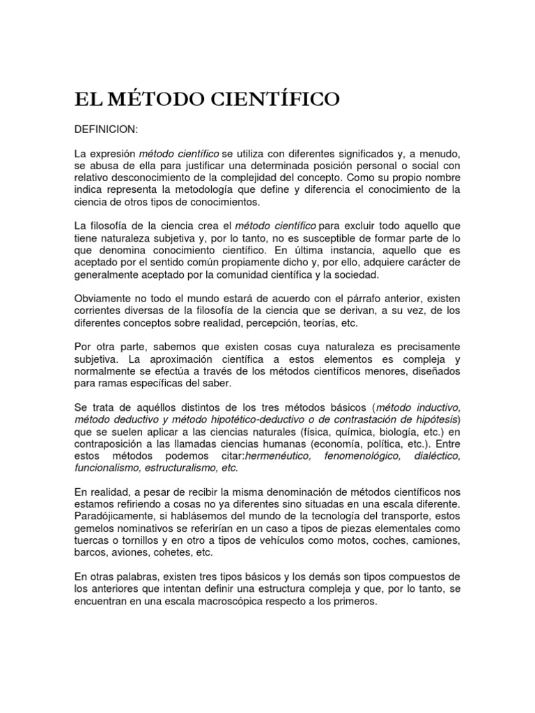 EL MÉTODO CIENTÍFICO | Método científico | Ciencia