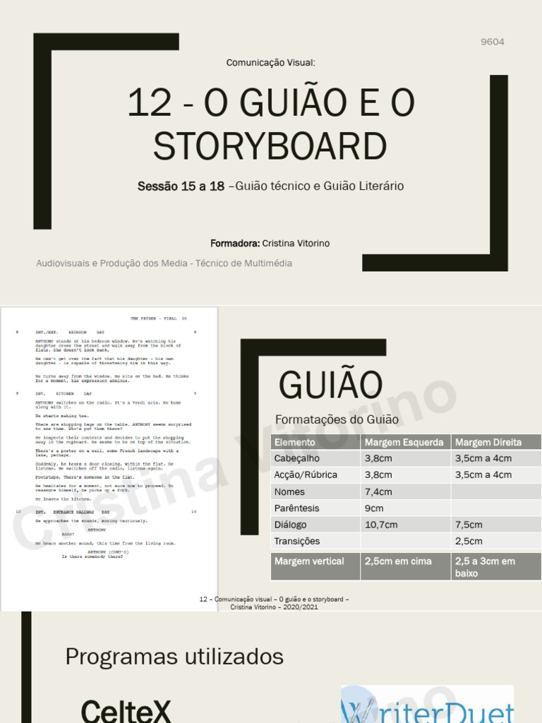 Guião e Storyboard: Estruturas e Formatos | PDF | Roteiro | Fotografia ...