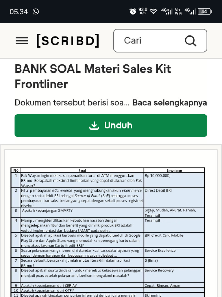 Bank Soal BRI Frontliner | PDF