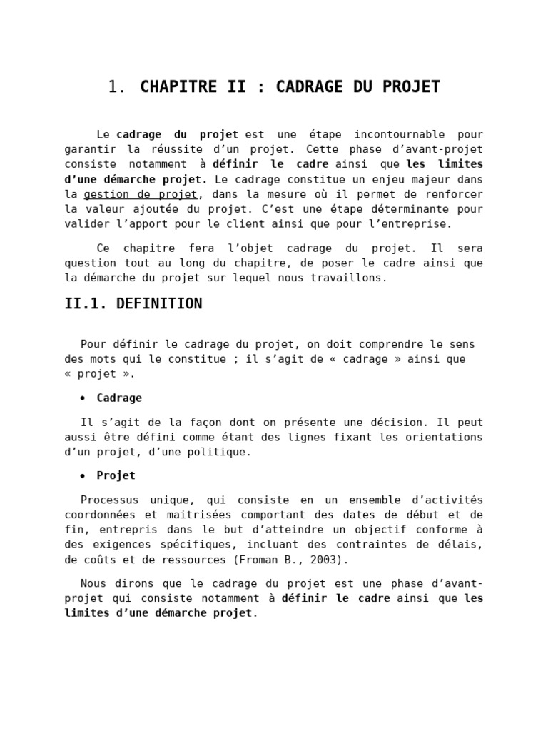 Cadrage et Méthodes de Gestion de Projet | PDF | Gestion de projet