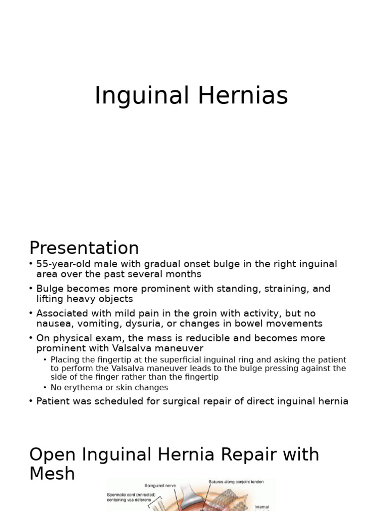 Open Inguinal Hernia Repair Overview | PDF | Medical Specialties ...