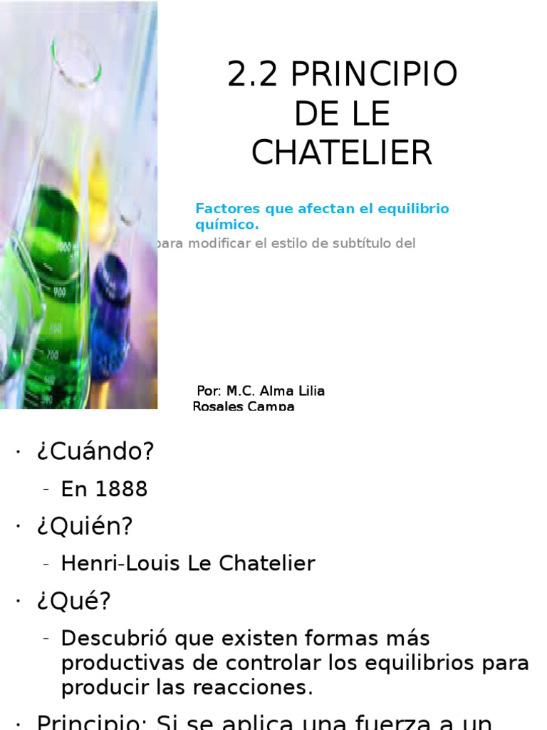2.2 Principio de Le Chatelier | PDF | Equilibrio químico | Reacciones químicas
