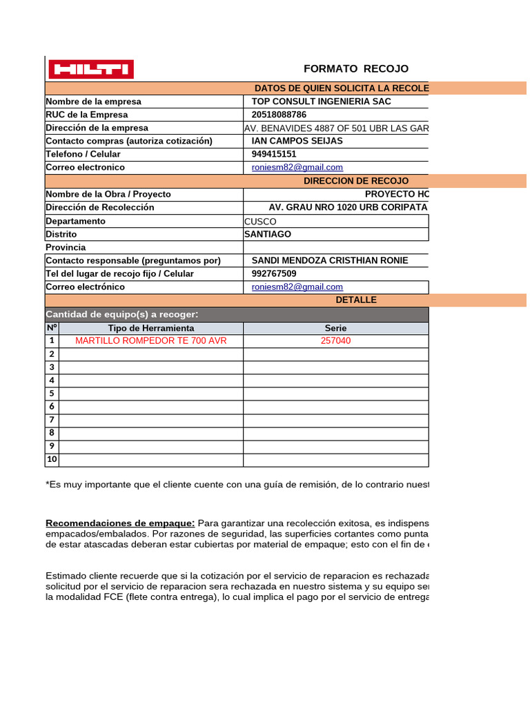 Formato de Recolección - v3 | PDF
