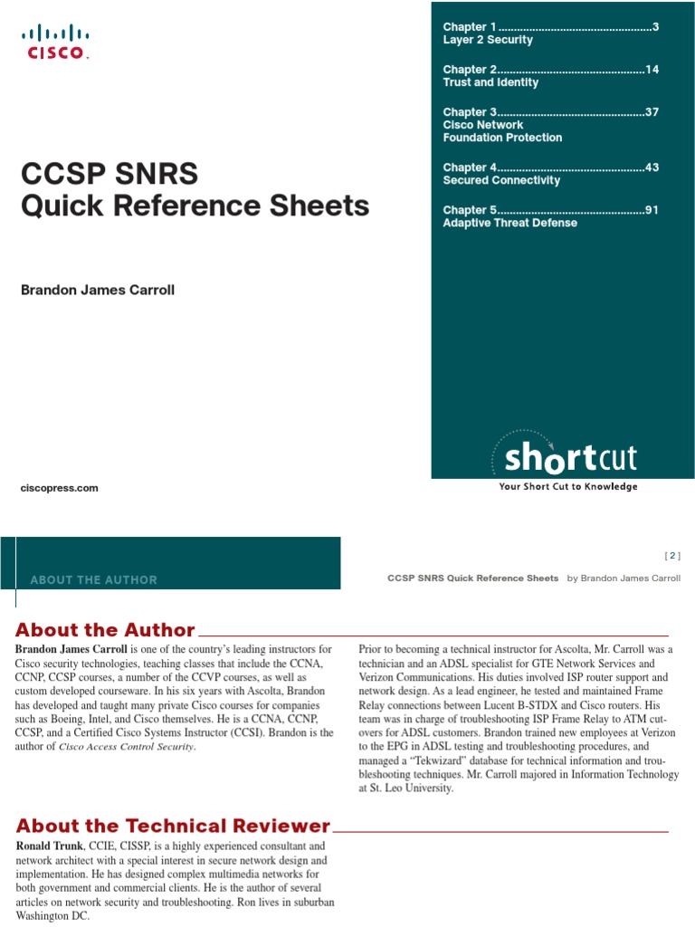 Cisco Press CCSP SNRS Quick Reference Sheets | PDF | Radius | Network Switch