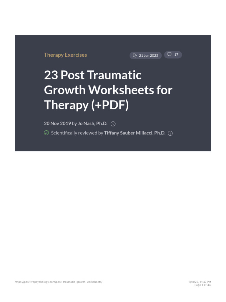 23 Post Traumatic Growth Worksheets For Therapy (+PDF) | PDF ...