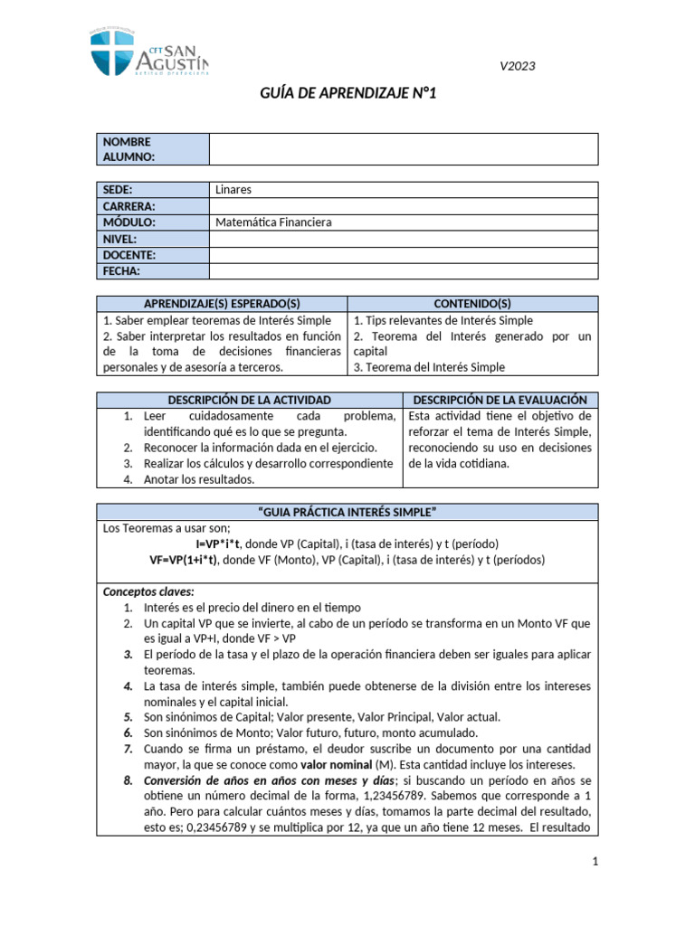 ADM-M09-AE1-G02 - Interés Simple | PDF | Interés | Tasas de interés
