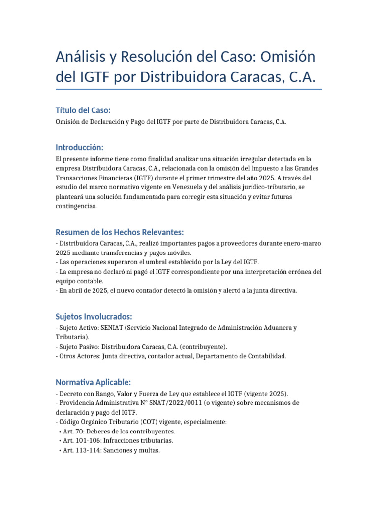 Omisión del IGTF en Distribuidora Caracas | PDF | Contabilidad | Multa ...
