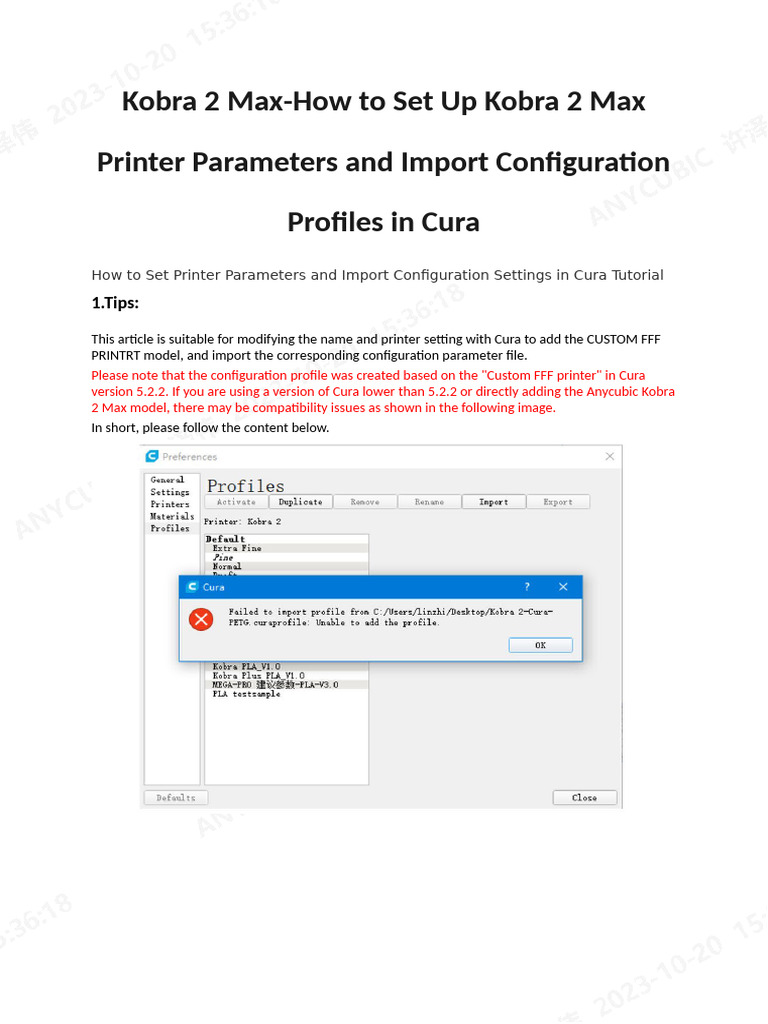 Kobra 2 Max How To Set Up Kobra 2 Max Printer Parameters and Import | PDF | Printer (Computing ...