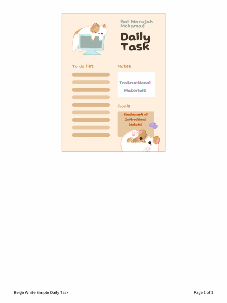 Beige White Simple Daily Task - 20250716 - 100126 - 0000 | PDF