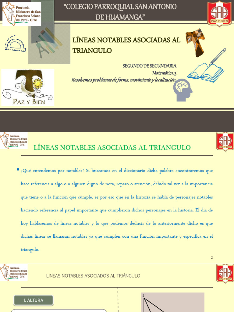 Triangulos 2 - Lineas Notables - 2do | PDF | Triángulo | Matemática Elemental