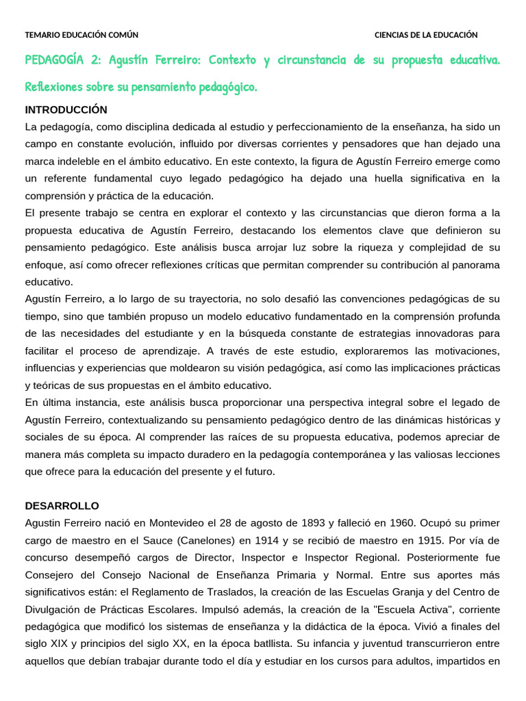 C.E. Tema Pedagogía 2 - Ed. Común. 2024 - 2025. | PDF | Pedagogía ...