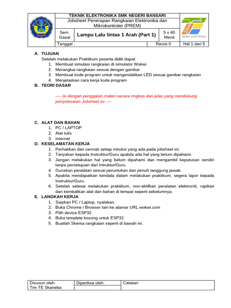 CONTOH - JOB 1 - PART 1 - Dasar Coding ESP32 Wokwi | PDF