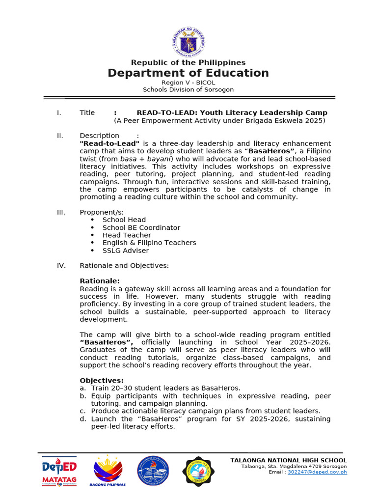 Read-to-Lead Literacy Camp 2025 | PDF | Literacy | Cognition
