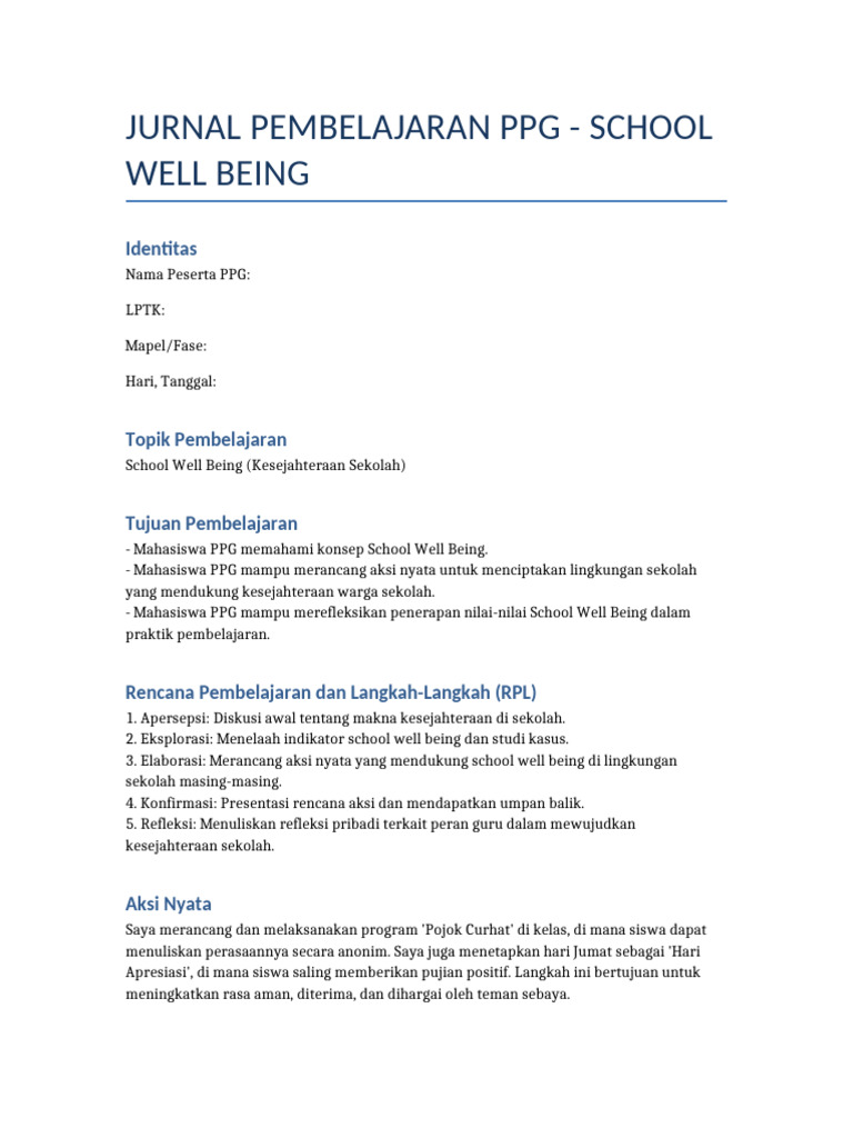 Jurnal PPG School Well Being | PDF