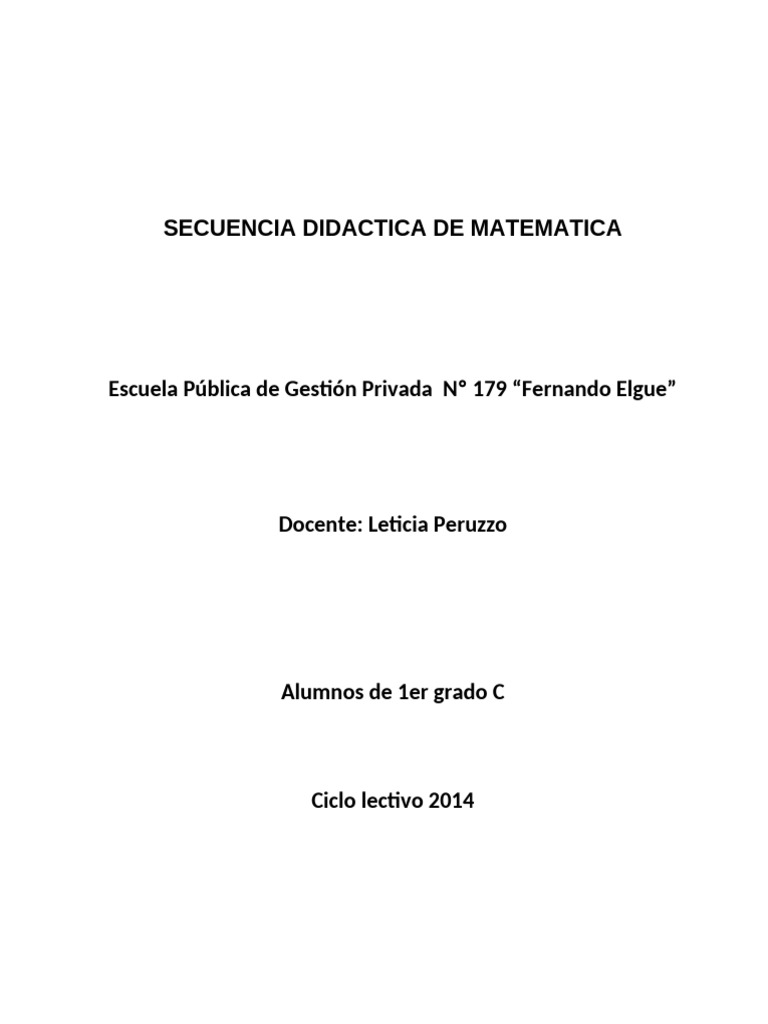 Secuencia Matematica Borrador 2014 | PDF