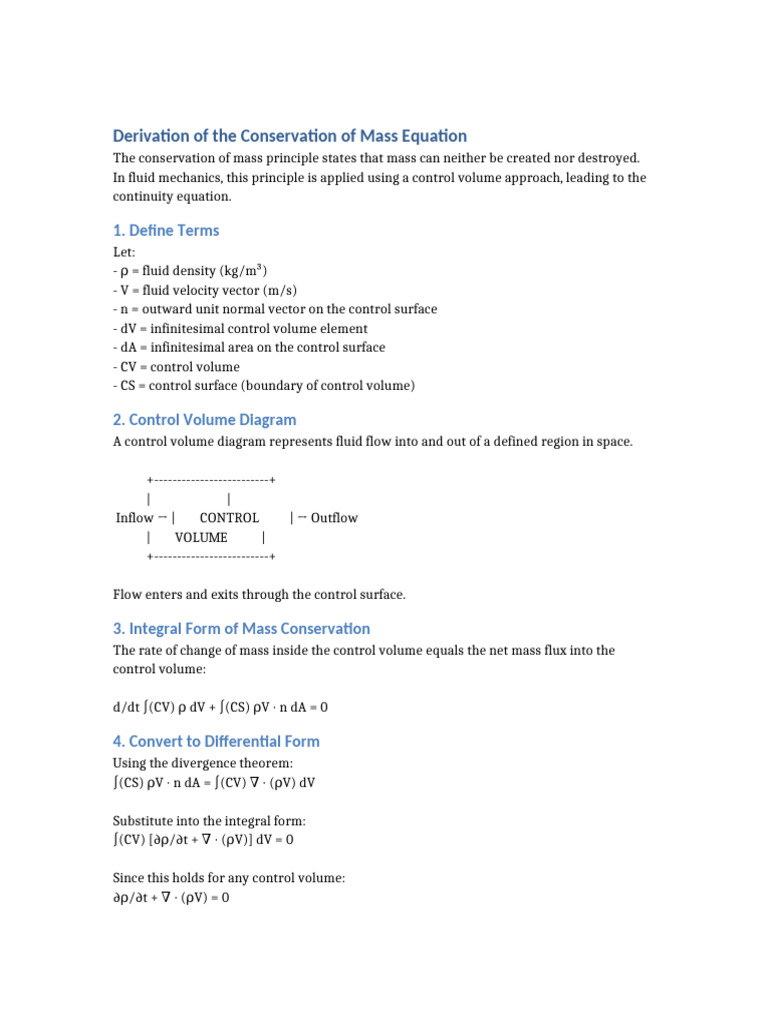 Deriving the Continuity Equation | PDF