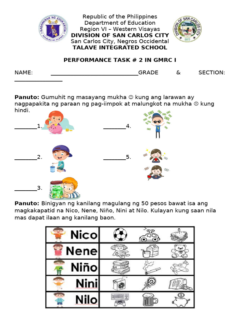 Performance Task 1-4 1st Quarter Matatag | PDF