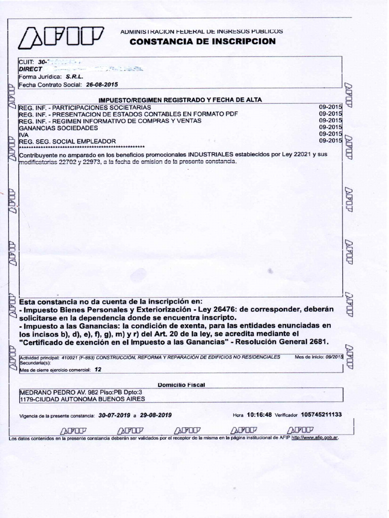 Constancia de AFIP | PDF