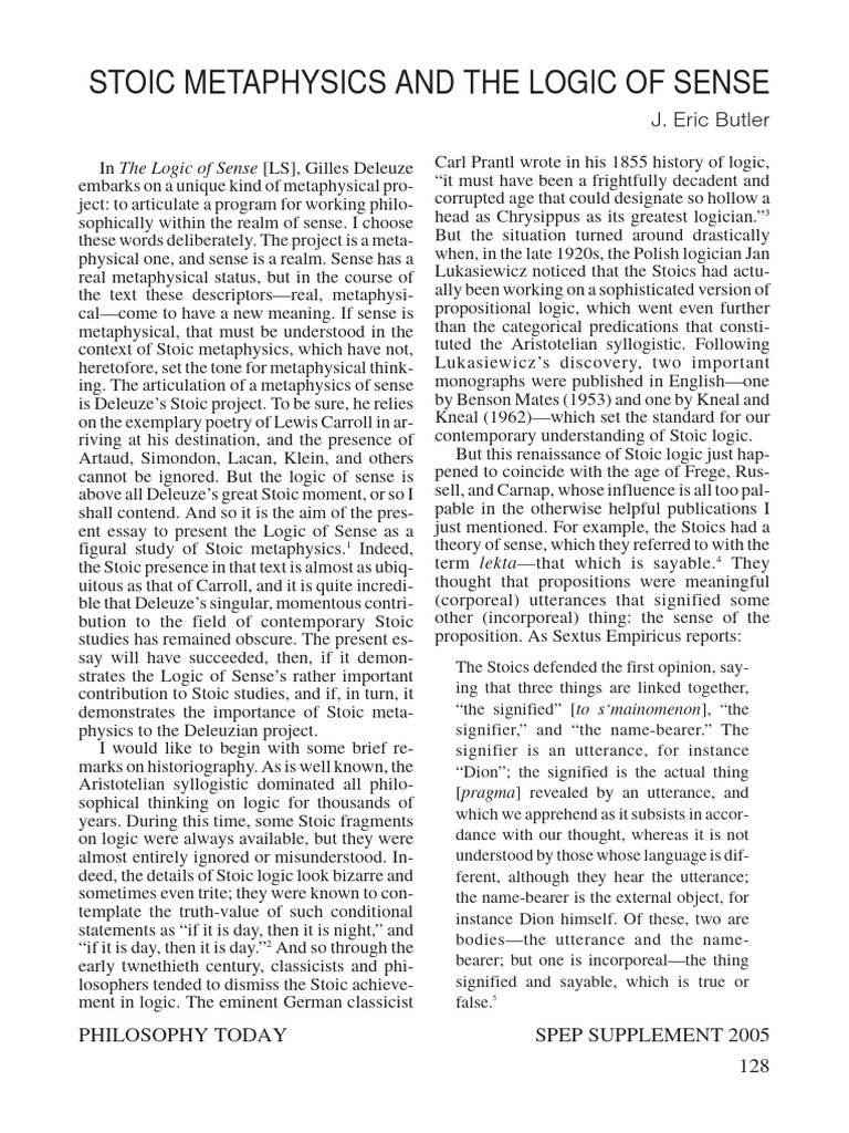 Stoic Metaphysics and Sense Logic | PDF | Stoicism | Logic