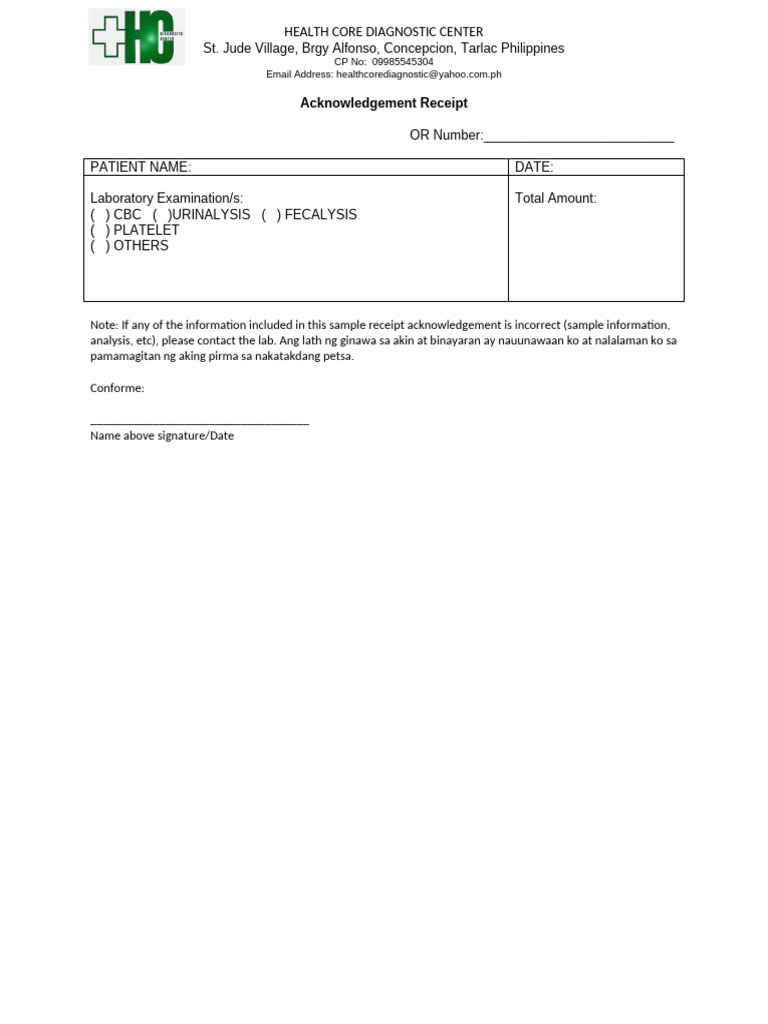 Acknowledgement Receipt HCDC | PDF