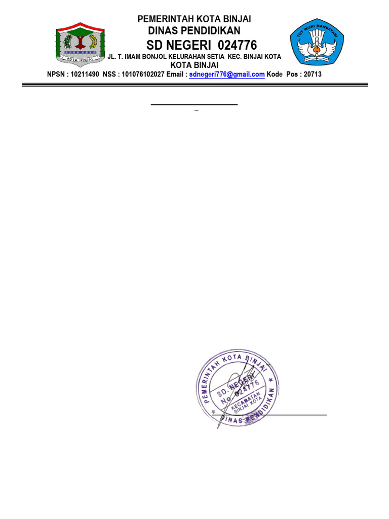 Surat Permohonan Pergantian Data Bendahara Sekolah | PDF