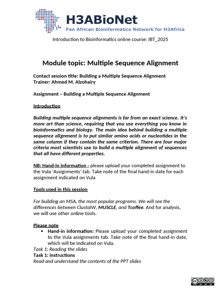 Module 4 - Session 1 - Practical - Assignment - 2025 | PDF | Sequence Alignment | Bioinformatics