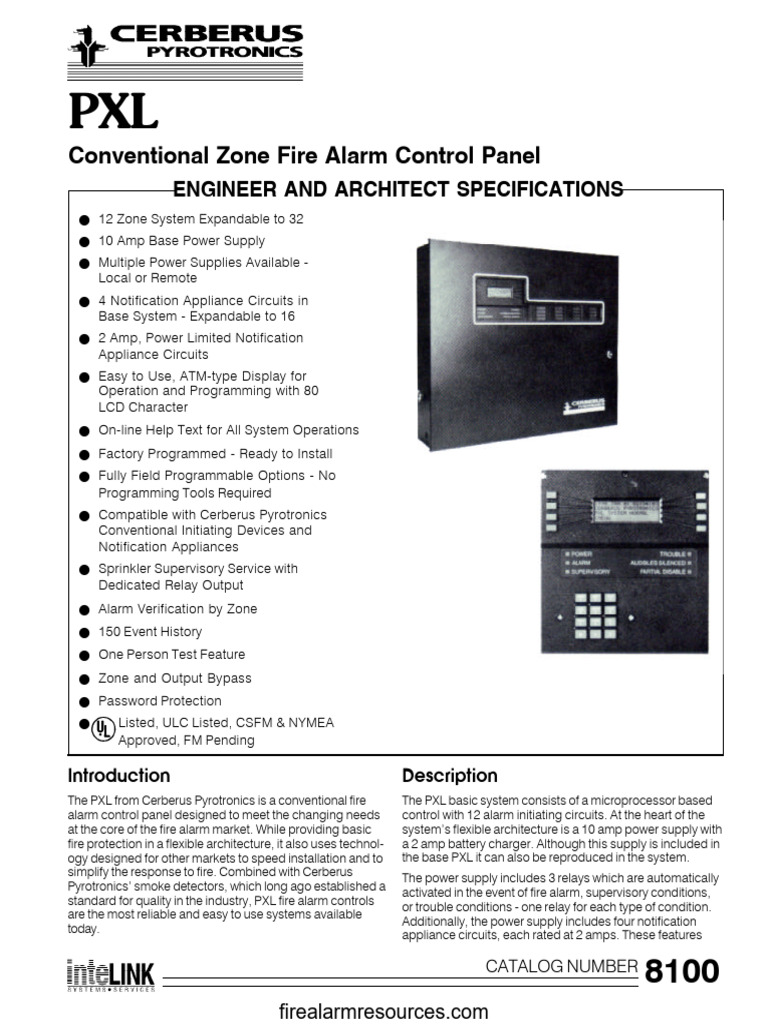 Cerberus Pyrotronics PXL Fire Alarm System | PDF | Electrical ...