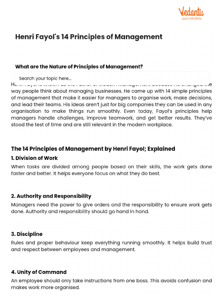 Henri Fayol's 14 Principles of Management | PDF
