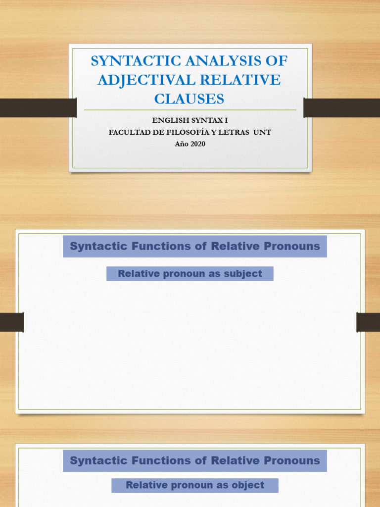 Adjetival Relative Clauses Syntactic Analysis | PDF | Semantics | Syntax