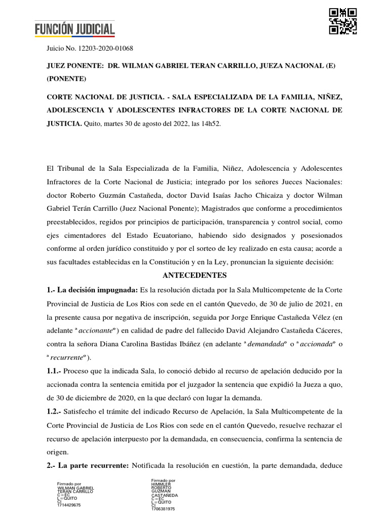 Recurso de Casacion Divorcio Controvertido Si Casa La Sentencia. | PDF ...