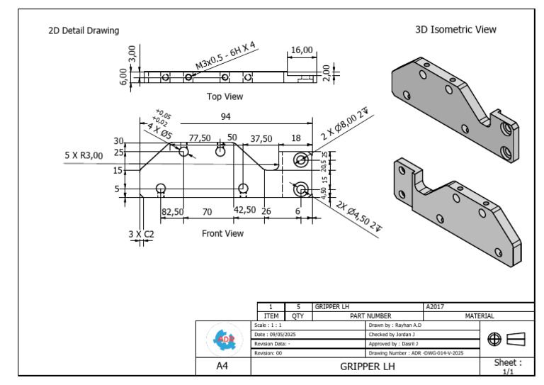 Gripper LH Technical Drawing A2017 | PDF