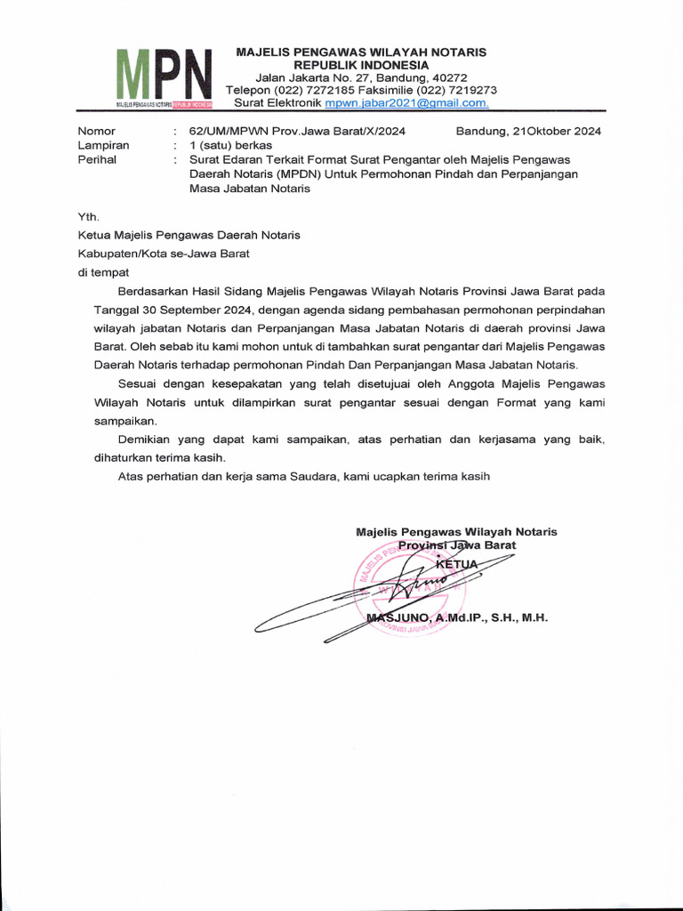 SURAT ENDARAN KE MPD TERKAIT PENGANTAR PERPINDAHAN dan PERPANJANGAN yang di KELUARKAN OLEH MPD ...