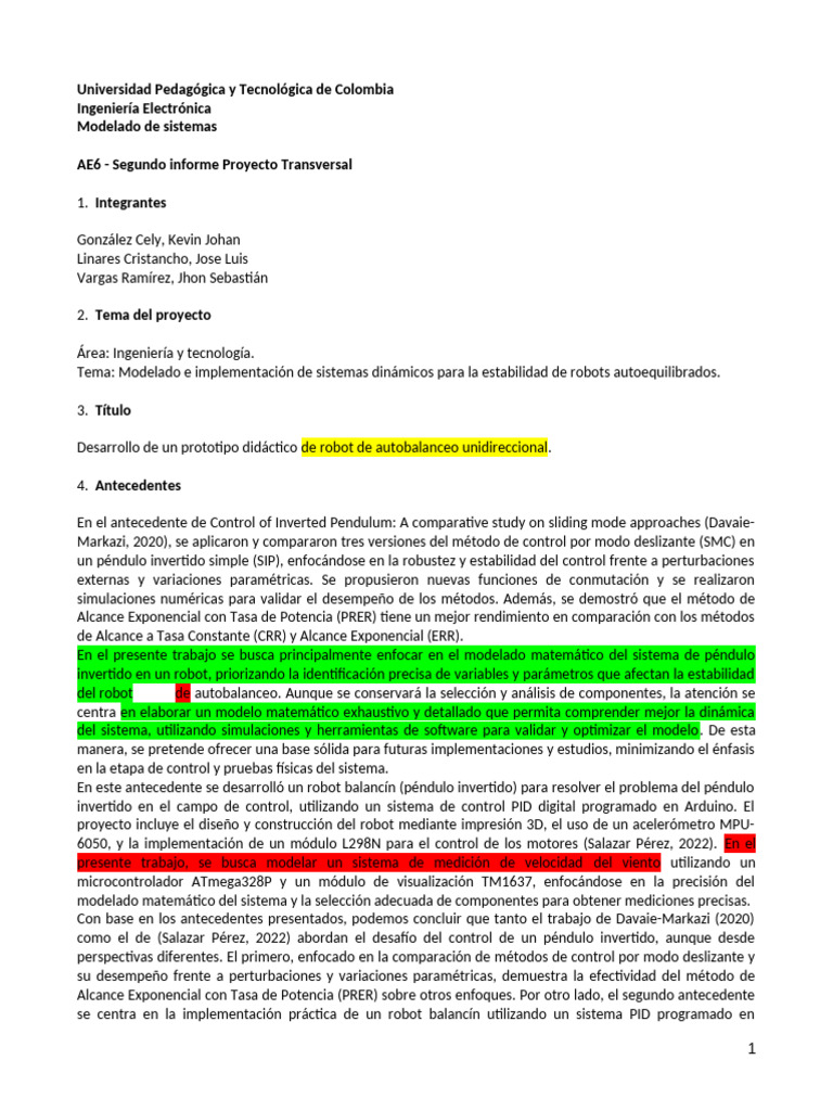 MOS AE6 Gonzalez, Linares, Vargas | PDF | Robot | Robótica