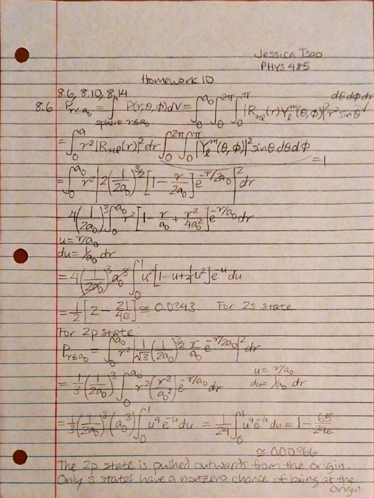 Physics 485 Homework 10 | PDF