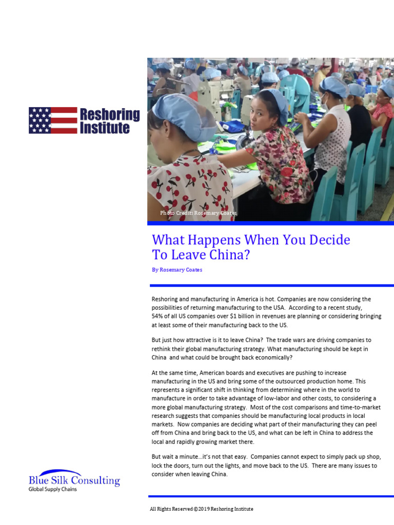 Challenges of Leaving China for Reshoring | PDF | Employment | Offshoring
