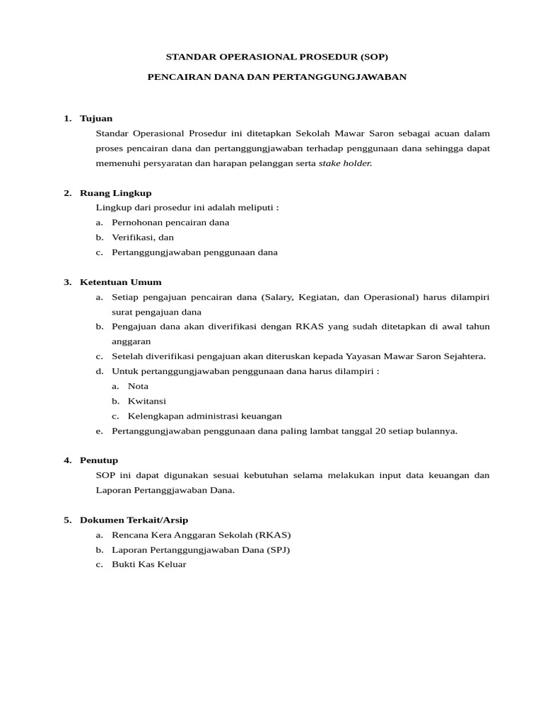 Standar Operasional Prosedur Pengajuan | PDF