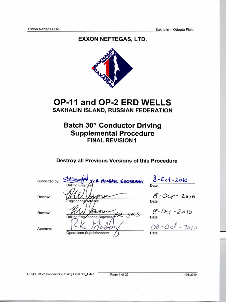 Zakhalin Batch Conductors Driving (Exxon) | PDF | Deep Foundation ...