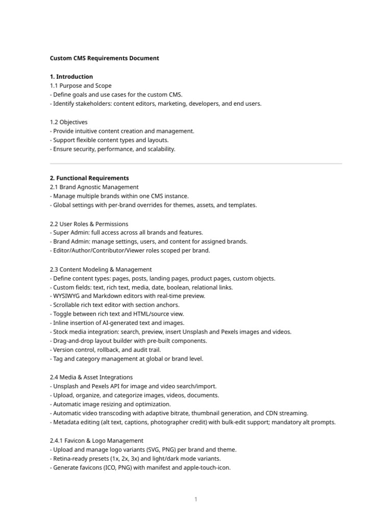 Custom Cms Requirements | PDF | Tag (Metadata) | Page Layout