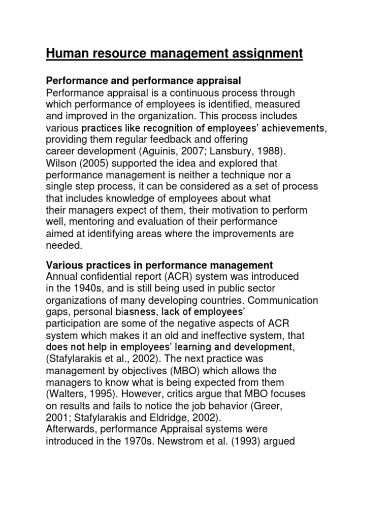 Human Resource Management Assignment | PDF | Performance Appraisal ...