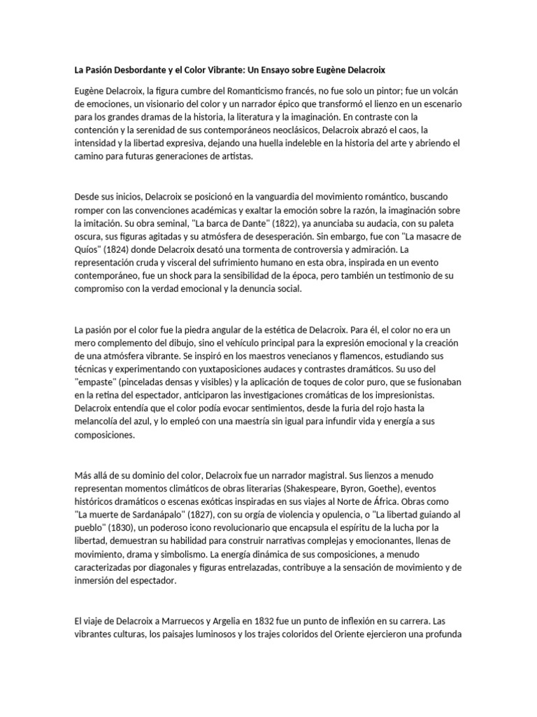 Delacroix: Pasión y Color en el Romanticismo | PDF | Las artes