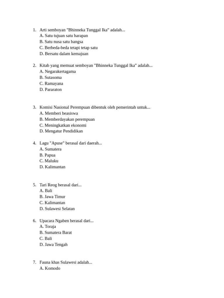 Latihan Asas Genap PPKN Kelas 7 | PDF