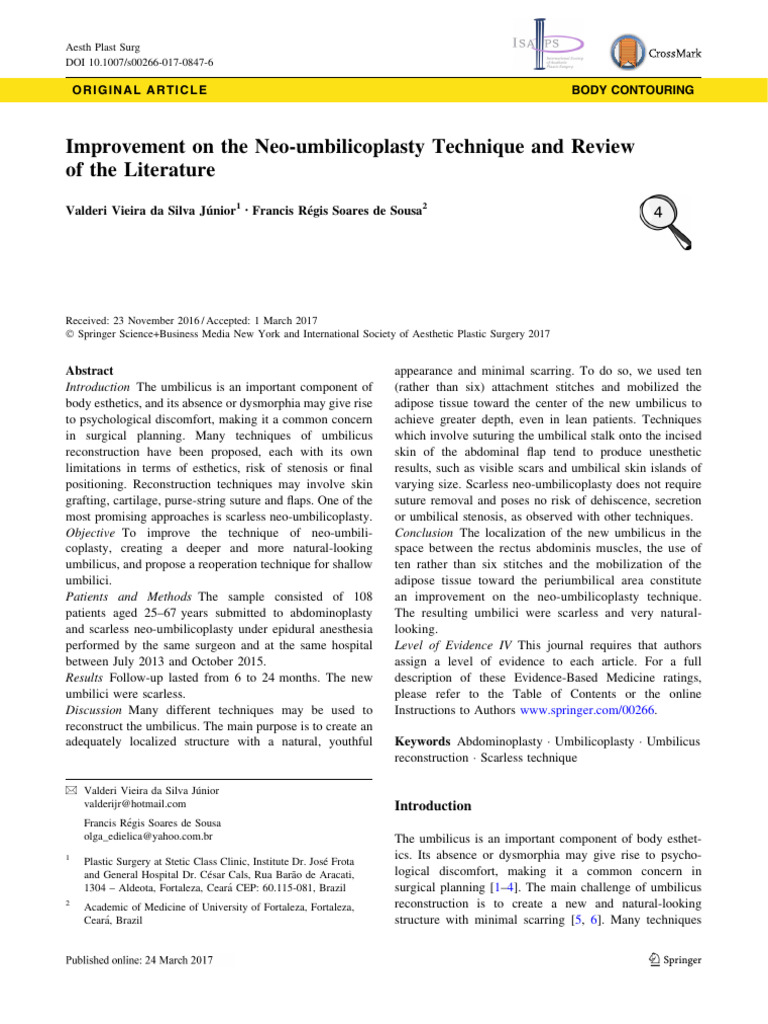 Advances in Neo-Umbilicoplasty Techniques | PDF | Surgical Suture | Abdomen