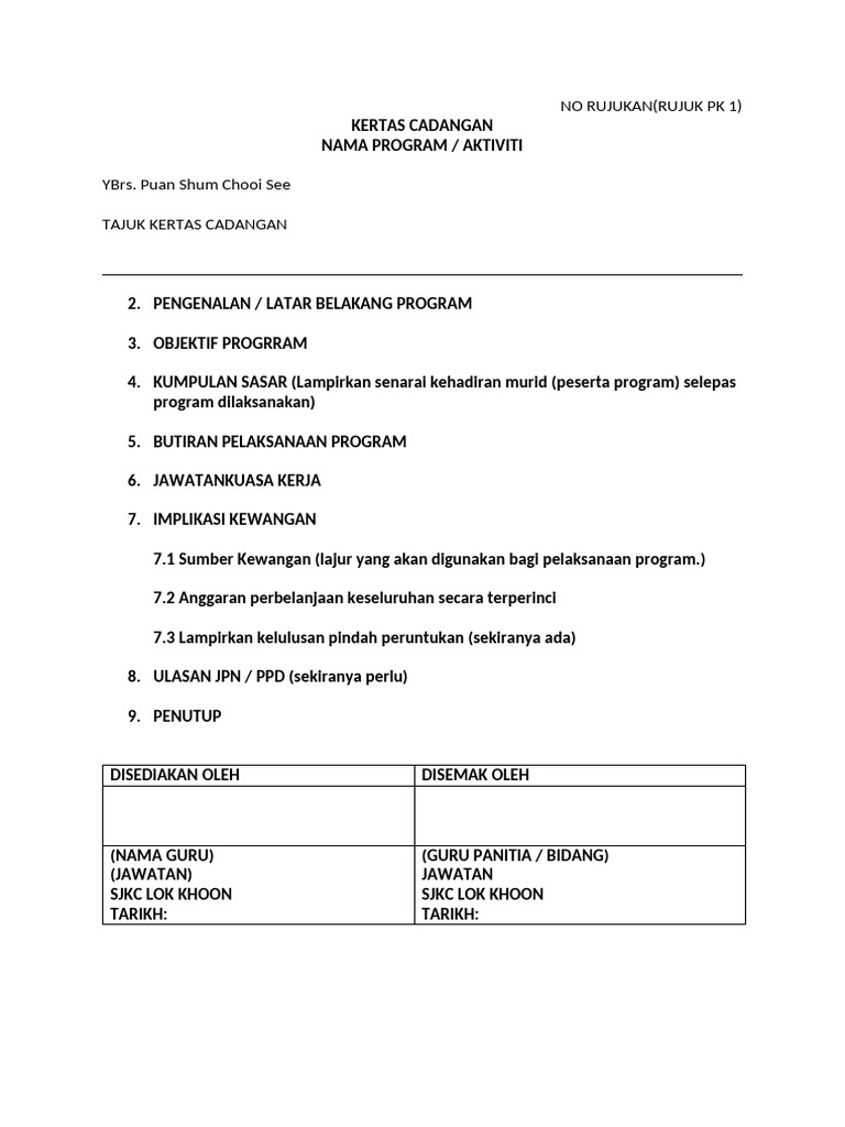 Kertas Kerja PCG 2022 | PDF